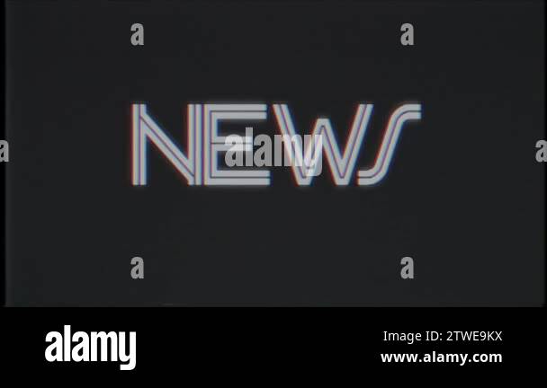 retro NEWS text computer old tv glitch interference noise screen ...