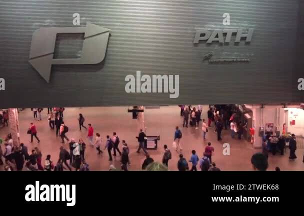 NEW YORK CITY - MAY 2015: People entering PATH station. Port Authority ...