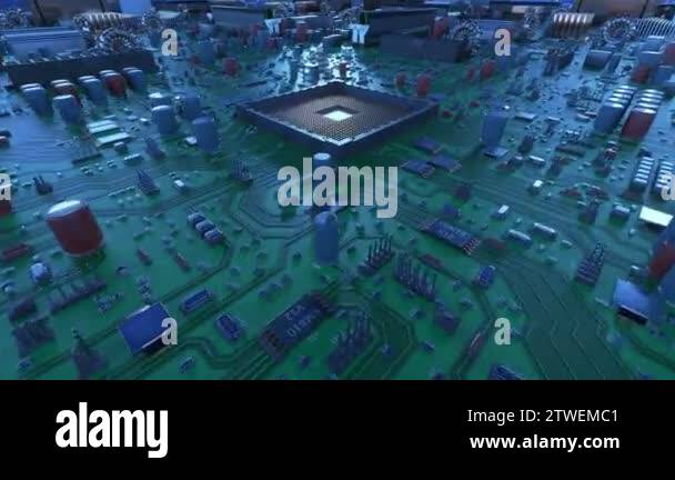 Processor Installation on the Motherboard Process with Blue Signals ...