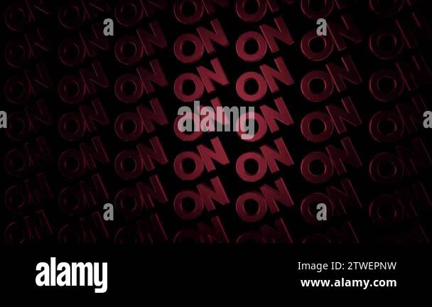 Abstract red words on flowing in rows diagonally on black background ...