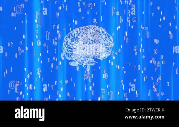 Digital brain animation loop with numbers and electro lines Stock Video ...