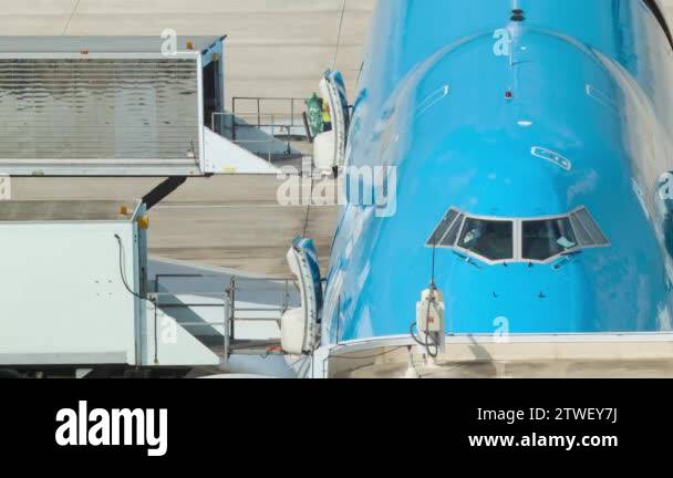 Unmarked Blue Boeing 747 Commercial Passenger Jet Airliner Being ...