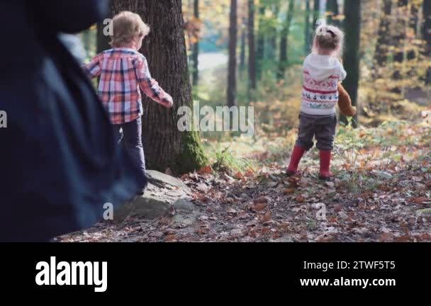 First love. Kids in the forest. Children in the forest. Girl and boy ...