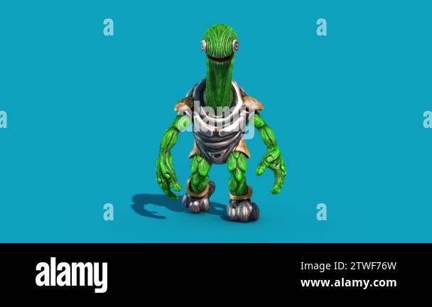 Alien Turtle Armor Walkcycle Blue Screen Front 3D Renderings Animations ...
