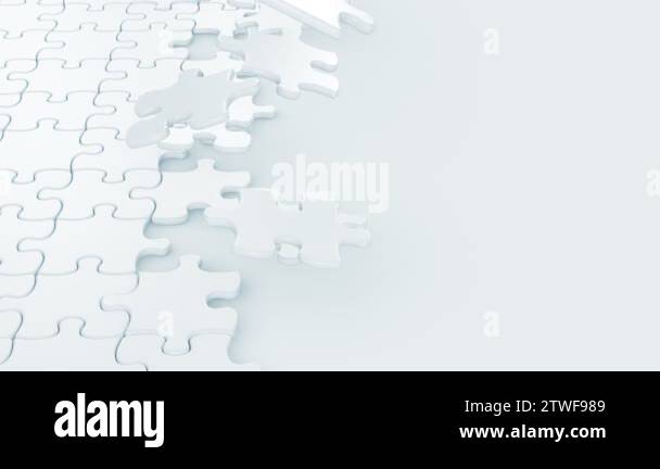 White Puzzle Pieces Falling Down From Left to Right on the Table 3d ...