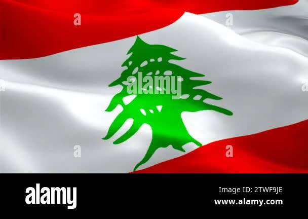 Lebanese flag Closeup 1080p Full HD 1920X1080 footage video waving in ...