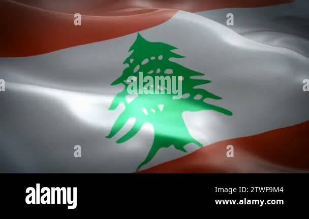 Lebanon flag Motion Loop video waving in wind. Realistic Lebanese Flag ...