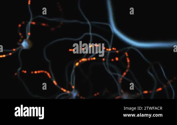 3D illustration of Interconnected neurons with electrical pulses Stock ...