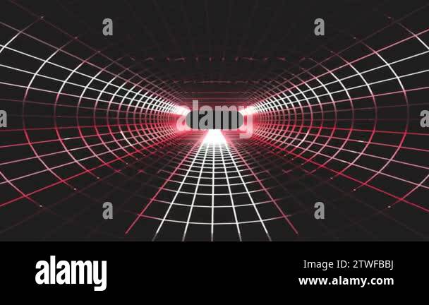 endless neon lights grid net cyber retro tunnel flight motion graphics animation background ...