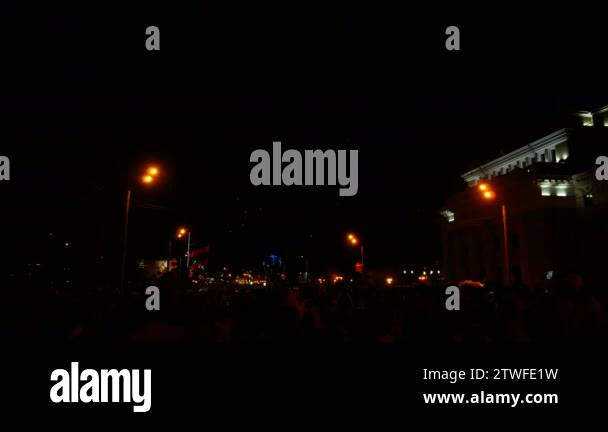 Fireworks fly in the sky.City's public celebration. Solemn firing of ...