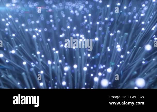 Millions of fiber optic wires transmitting a signal, flashing signal ...