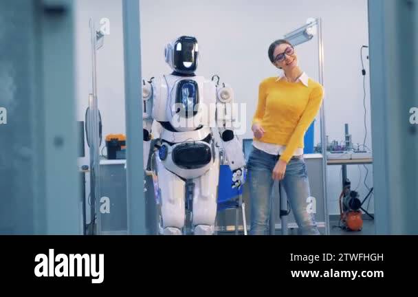 Robot and human relations. A cyborg spanks a woman, while dancing, then ...