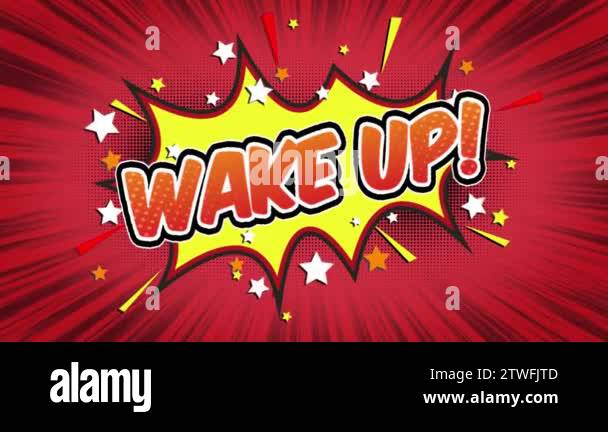 WAKE UP Word Retro Cartoon Comic Bubbles Popup Style Expressions ...