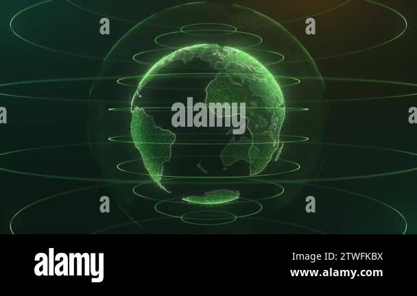 Animation Globe with dot world map HUD and infographic graph bar ...