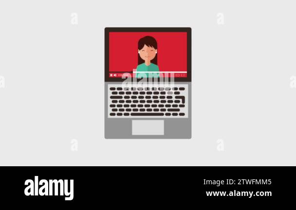 laptop influencer woman on screen talking bubble Stock Video Footage ...