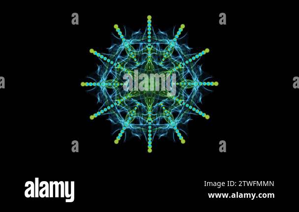Green and blue fractal mandala rotating and zooming, video animation on ...