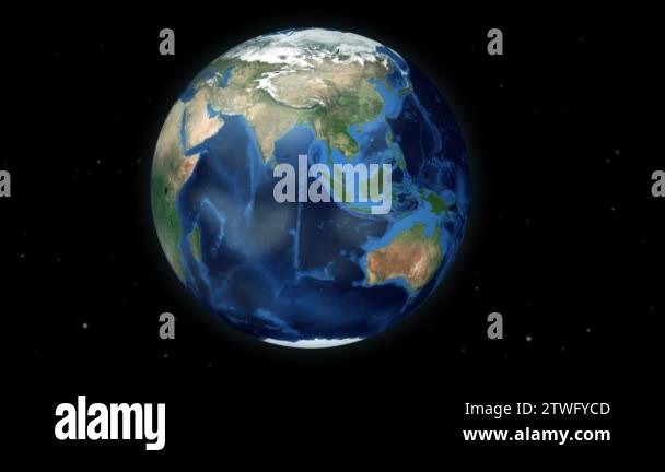Zooming through space to a location in Globe animation -Bay of Bengal ...