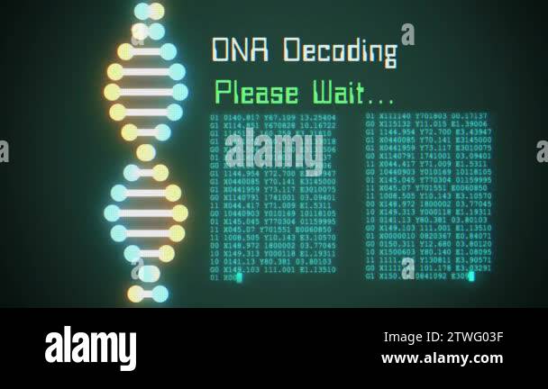 DNA spiral shape molecule decoding on lcd screen seamless loop ...