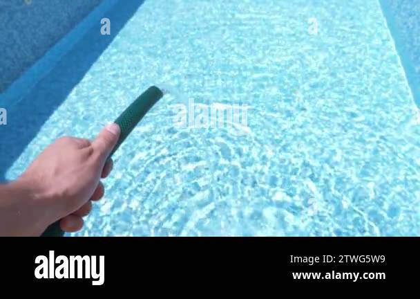 Pool Water Background Loop. 4k, close-up. water flows into the pool ...