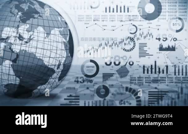 Earth globe 3d with business graphs technology. Business success ...