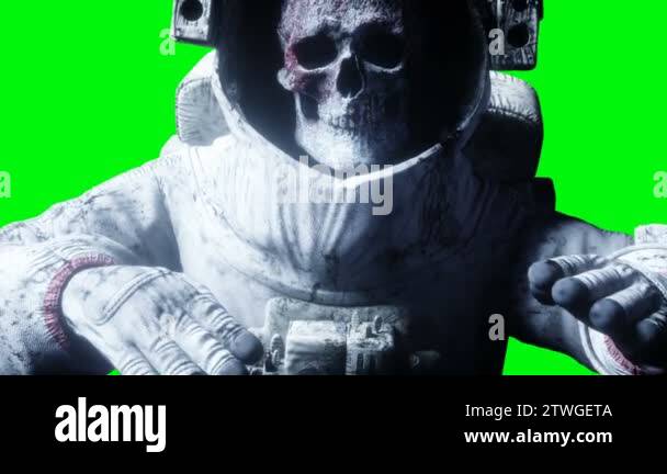 Dead zombie astronaut in space. Cadaver. Green screen. Realistic 4k ...