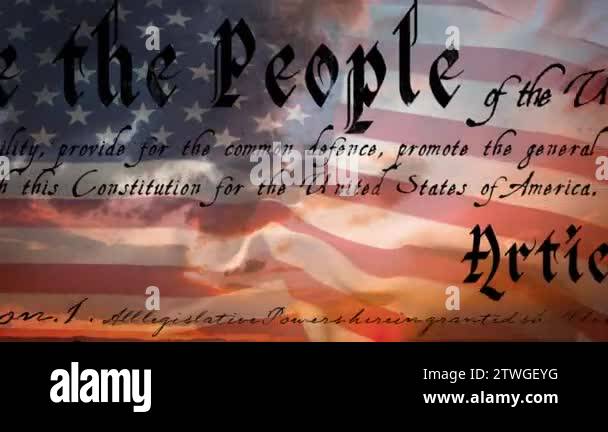 Digital animation of written constitution of the United States moving ...