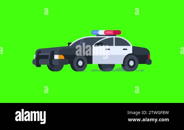 Police Car Rides with Flashing Lights On. Transparent Background. Motion Graphics. Animation ...