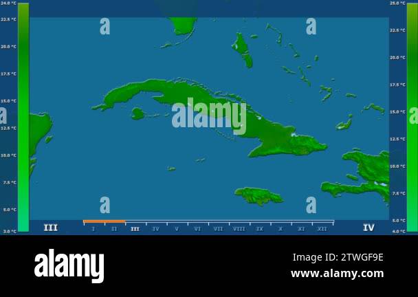 Minimum temperature by month in the Cuba area with animated legend ...