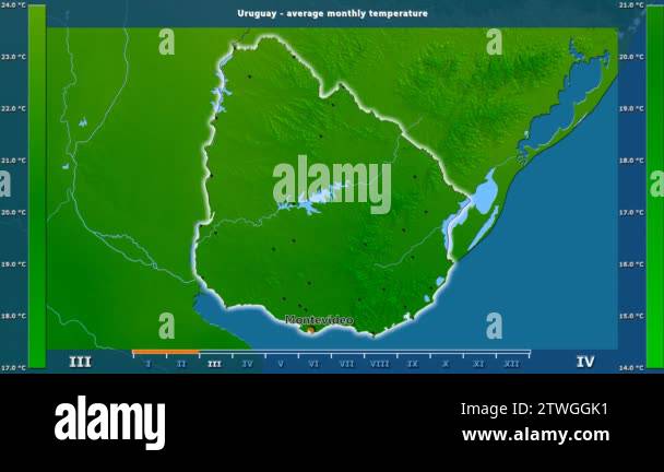 Average temperature by month in the Uruguay area with animated legend ...