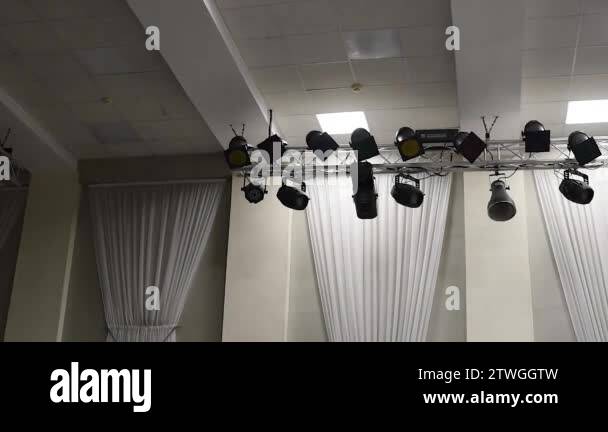 Stage lighting is fixed on the ceiling to illuminate objects, light ...
