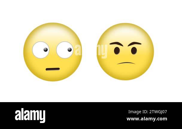 Digital animation of a face with rolling eyes emoji and an angry emoji ...