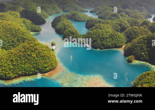 Tropical sea bay and lagoon, beach in Bucas Grande Island, Sohoton Cove ...
