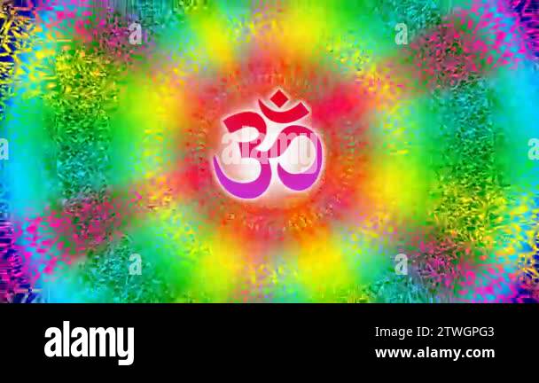 Openwork mandala with the sign Aum / ohm in the center rotates around ...