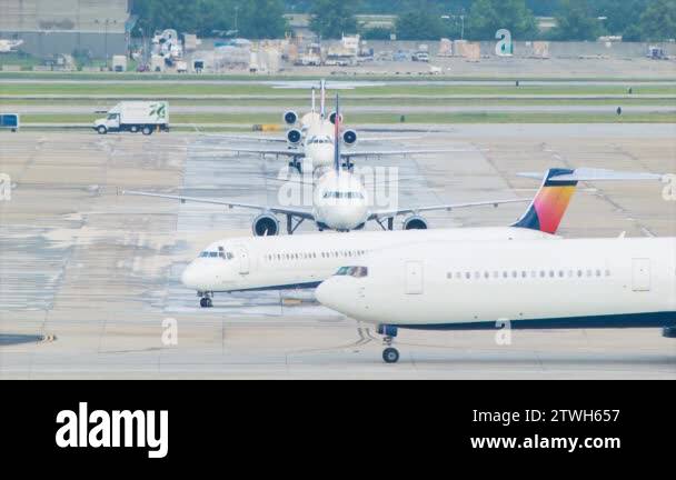 Generic Commercial Airplanes with Fictitious Liveries at Busy Airport ...