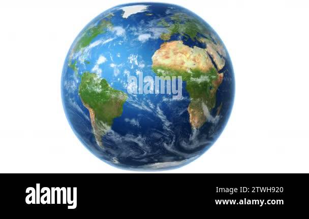 4K Realistic World Map Wraps to Spinning Globe (white bg). World map ...