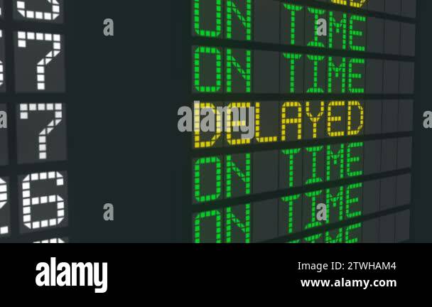 On time flight sign airport table, international arrivals schedule ...