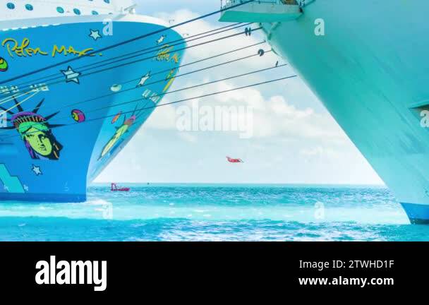 Two Cruise Ship Bows Hulls of Norwegian Cruise Line's Breakaway and ...