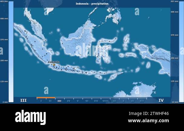 Precipitation by month in the Indonesia area with animated legend ...