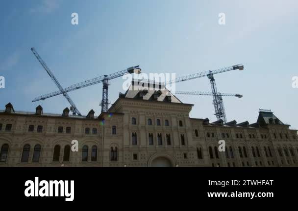 Building construction process. Tower crane construction a modern ...