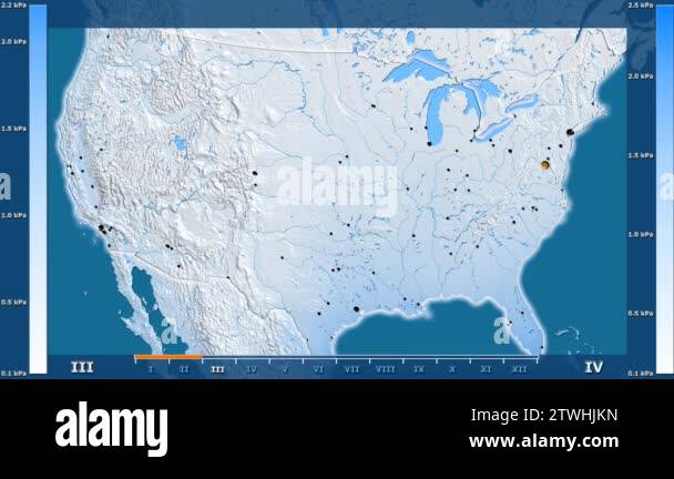 Water vapor pressure by month in the United States Mainland area with ...
