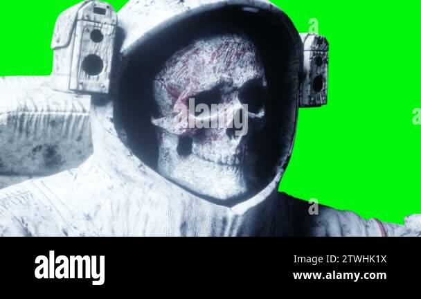 Dead zombie astronaut in space. Cadaver. Green screen. Realistic 4k ...