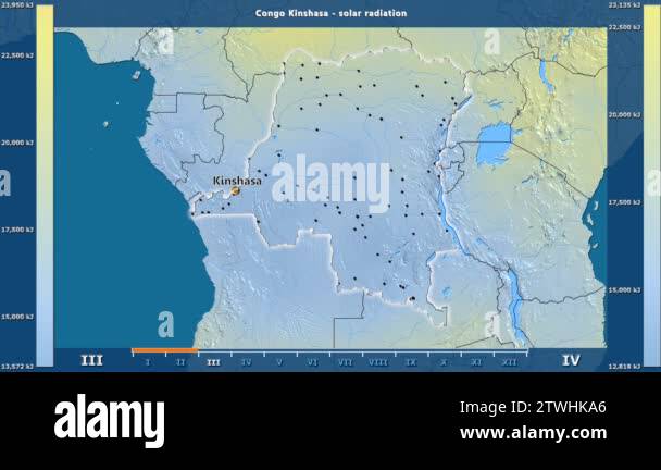 Solar radiation by month in the Congo Kinshasa area with animated ...