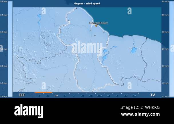 Wind speed by month in the Guyana area with animated legend - English ...