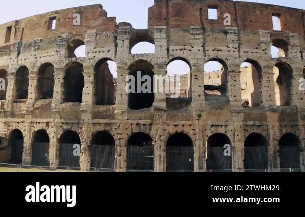Italian attraction in Rome. Ancient amphitheater in capital of Italy ...