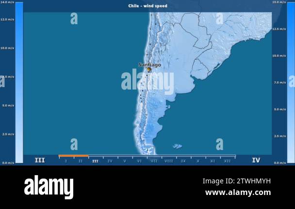 Wind speed by month in the Chile area with animated legend - English ...