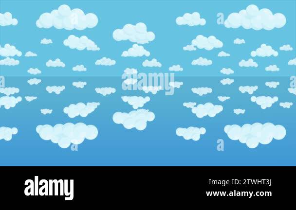 Animated mirrored cloudy sky background. Clouds above water. Seamless ...