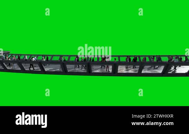 3d people in Sci fi tonnel. Traffic. Concept of future. Green screen ...