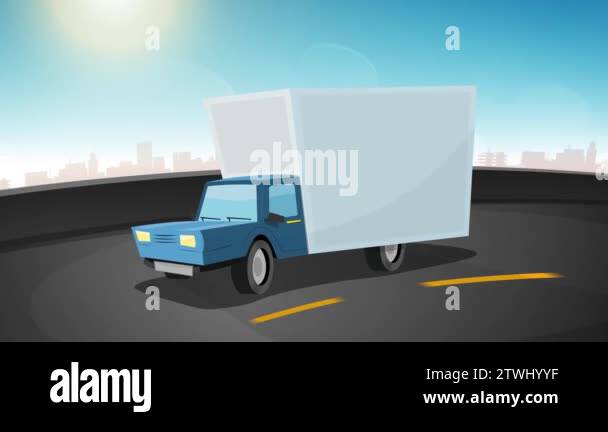 Cartoon Car Driving On City Highway Loop/4k animation of a cartoon ...