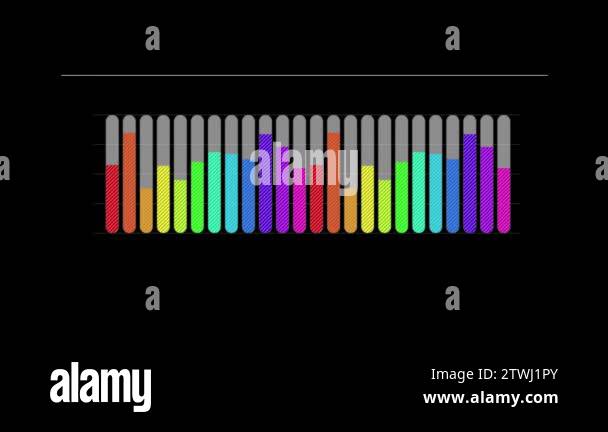 Animation of a gray bar chart appearing from left to right on black ...