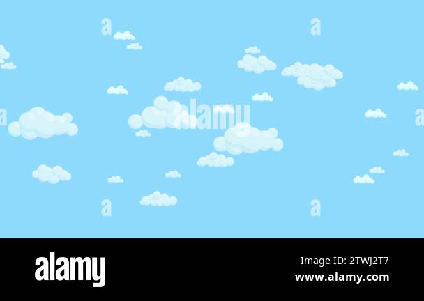 Blue sky full of clouds moving left to right. Cartoon sky background ...